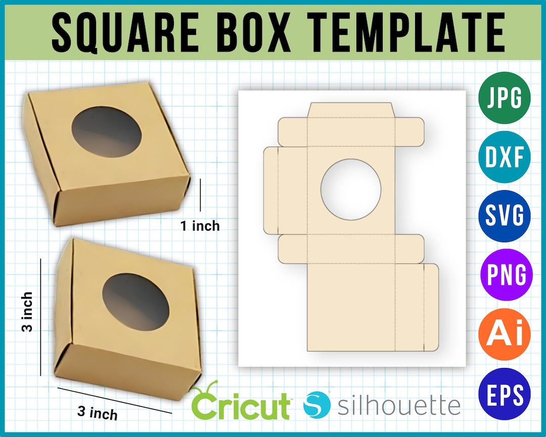 Editable Square Box Template, Gift Box Template,box Cut Files ...