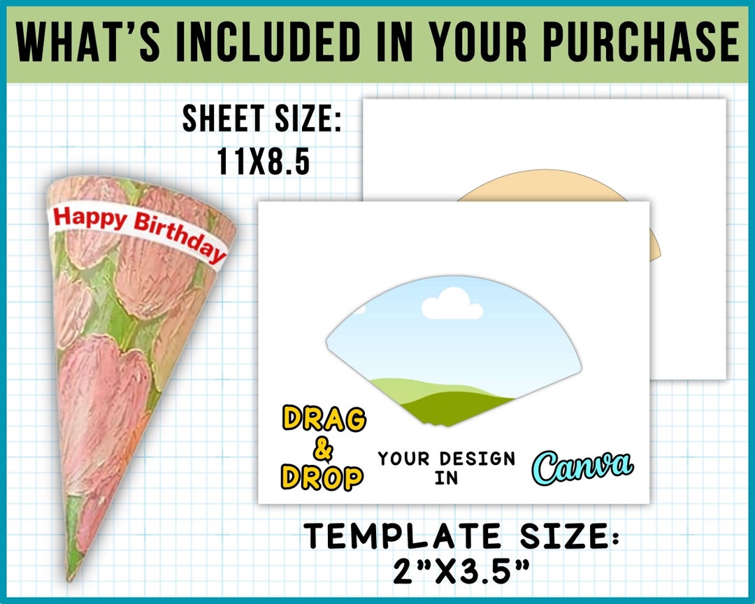 Candy Cone Template Treat Cone Template Ice Cream Cone - Etsy