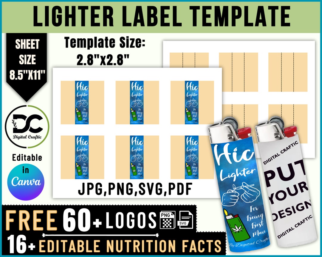 Lighter Label Template SVG, Canva Editable Lighter Wrapper Template ...