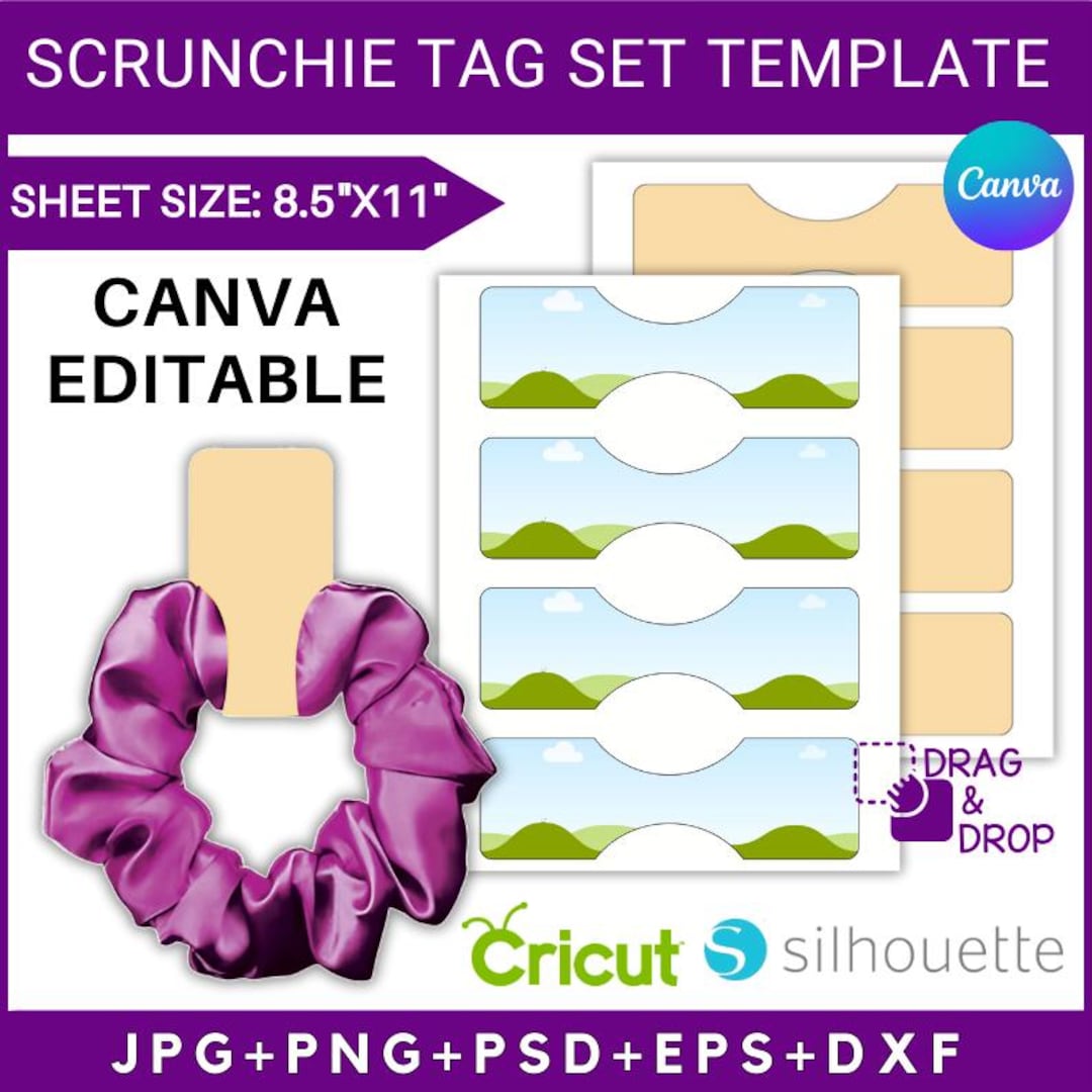 Scrunchie Tag Template, Scrunchie Tag Svg, Printable Scrunchie Tag ...