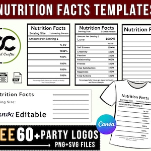 Editable Nutrition Facts Template | Canva Party Favor Nutrition Facts ...