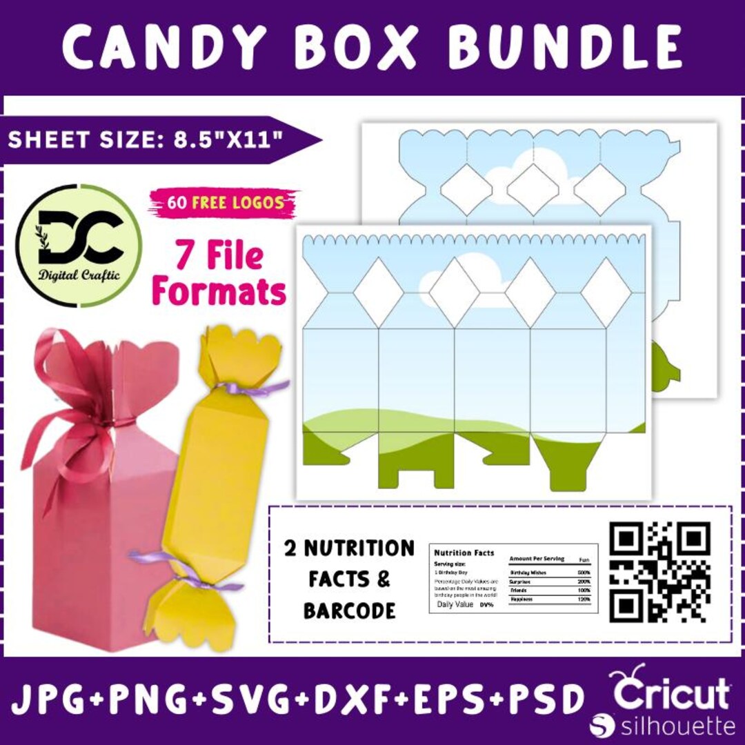 Candy Box Template Mockup ,candy Box Svg , Party Favor Box , Candy ...