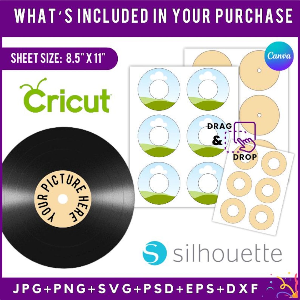 7 Inches Vinyl Record Custom Template, Vinyl Records Label, Vinyl ...