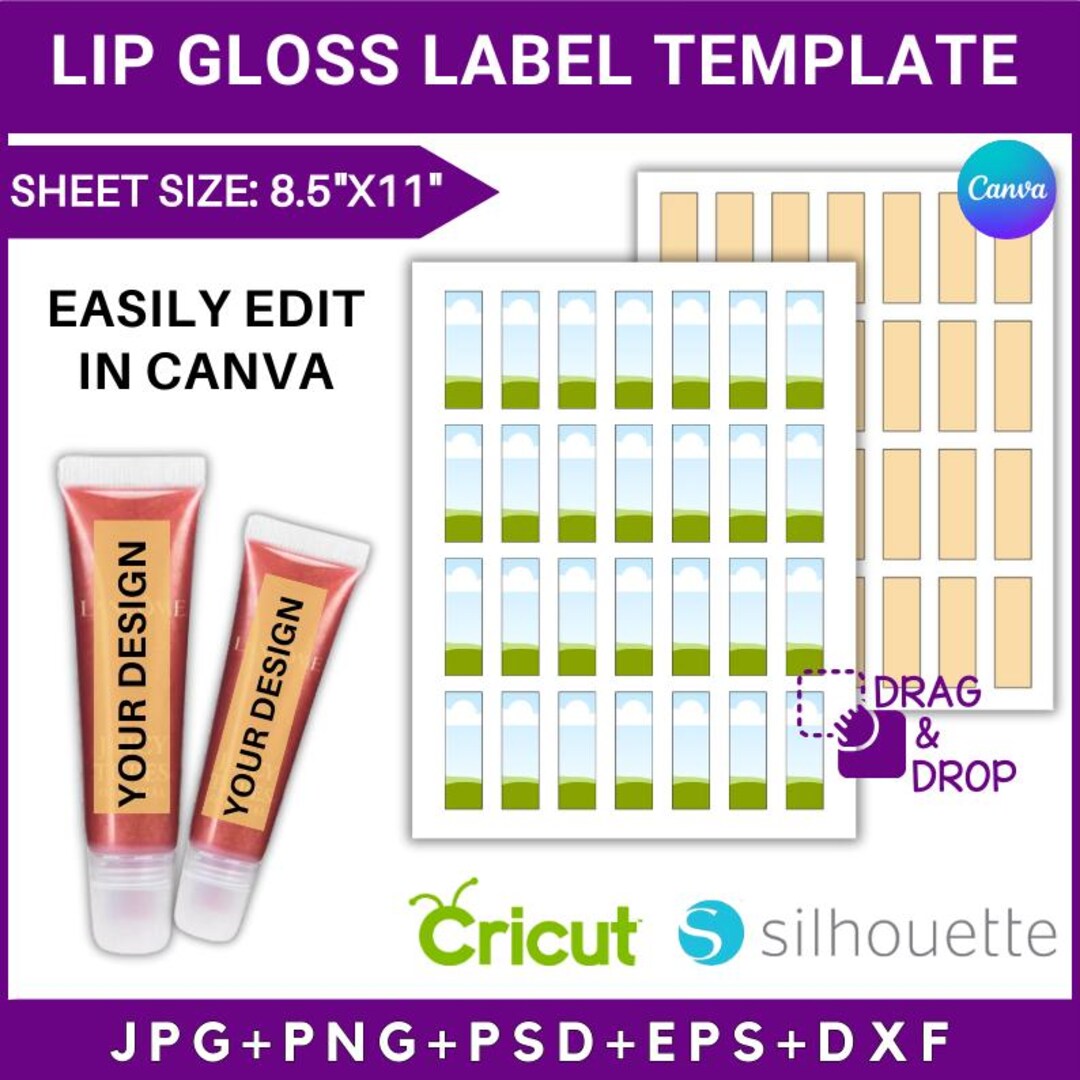 Lip Gloss Label Template, DIY Canva Mockup (digital Download) - Etsy
