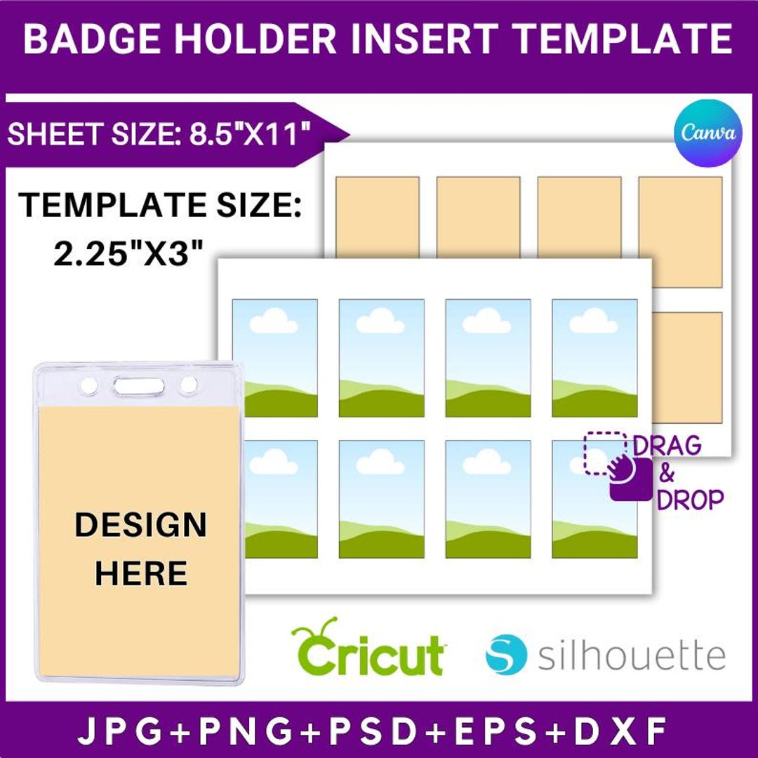 2.25x3 Badge Holder Insert Template, ID Badge Template, Badge Holder ...