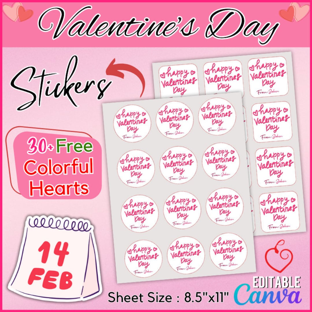 Valentine Day Stickers , Personalized Valentine's Stickers , Love ...