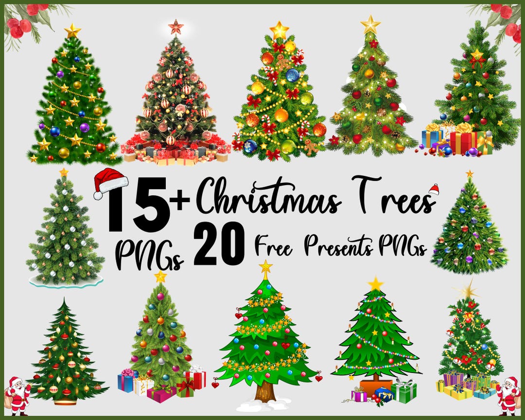 Charismas Tree Bundle, Christmas Png Bundle, Christmas Ornaments ...