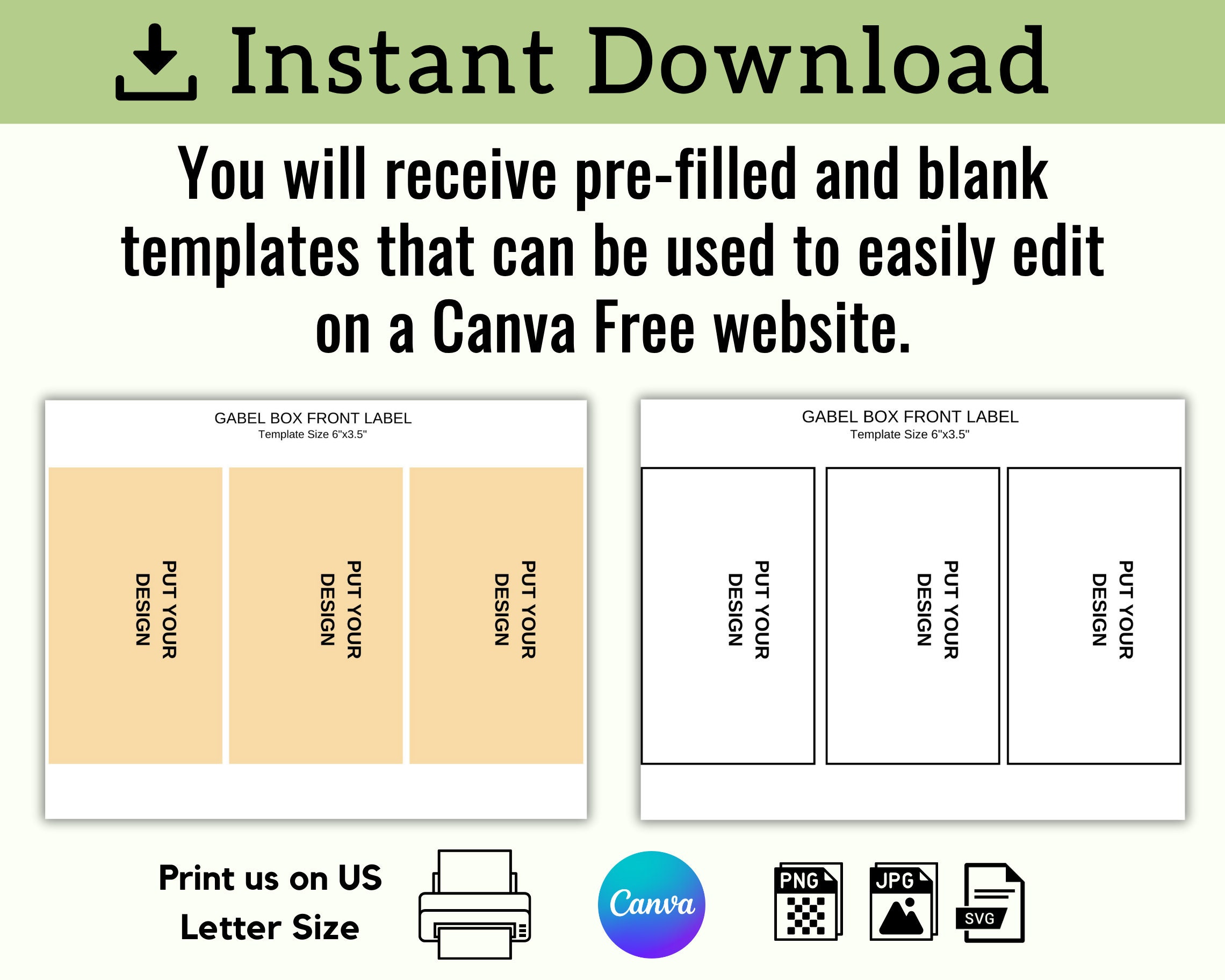 Gable Box Front Label Template, Gable Box Label, Printable Gable Box ...