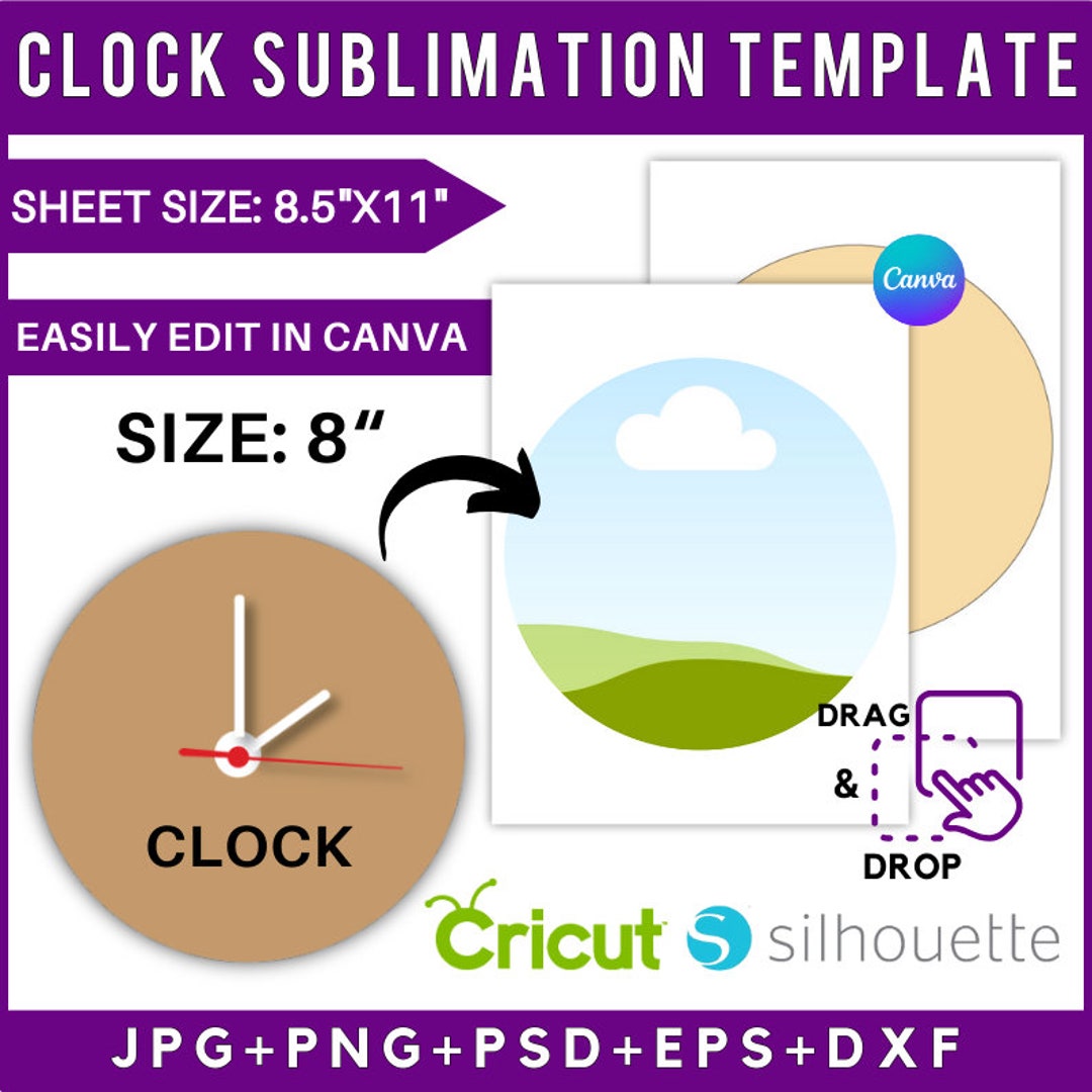 Clock Sublimation Template, Wall Clock Template, Clock Template, Round ...