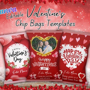 Valentine's Day Chip Bag Template , Valentine's Day Favor Bag ...