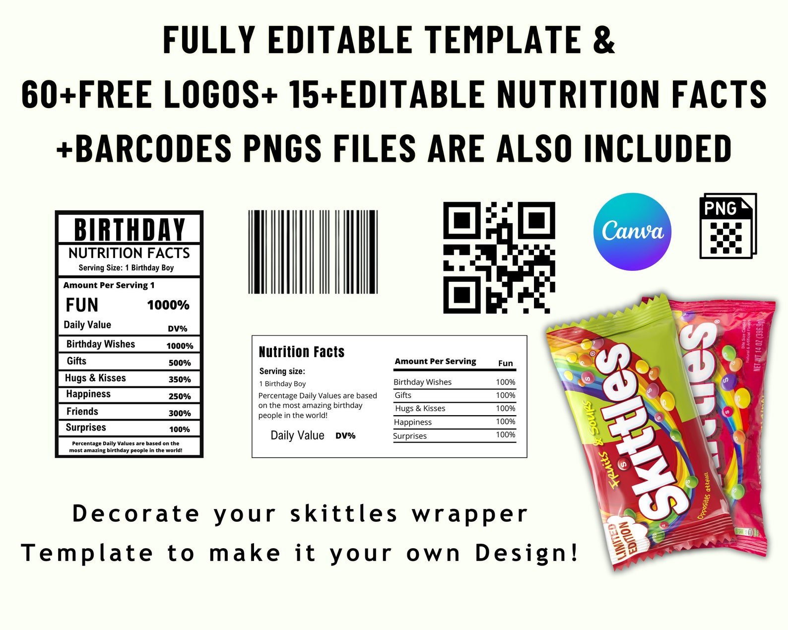 Skittles Wrapper Template, Blank Skittles Candy Wrapper Label, Skittles ...