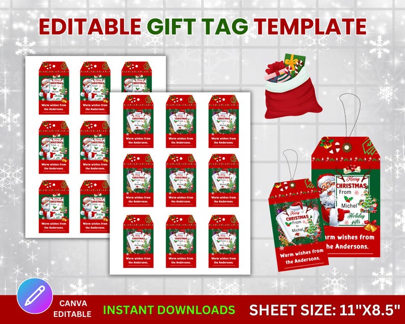 Christmas Party Favor Template Bundle, Christmas Party Templates ...