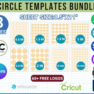 Circle Template Bundle, Blank Circle Label Template, Multipurpose ...