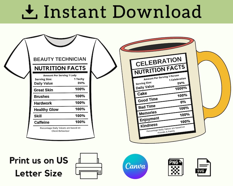 100 Nutrition Facts Template Bundle, Nutrition Facts Labels, Party ...