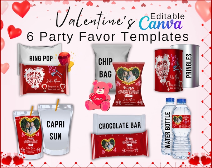 Instant Download Valentine's Day Bag Topper, Printable Candy Heart ...