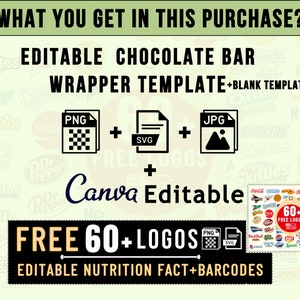 Chocolate Bar Wrapper Template 1.55 Oz, Canva Editable Blank Chocolate ...