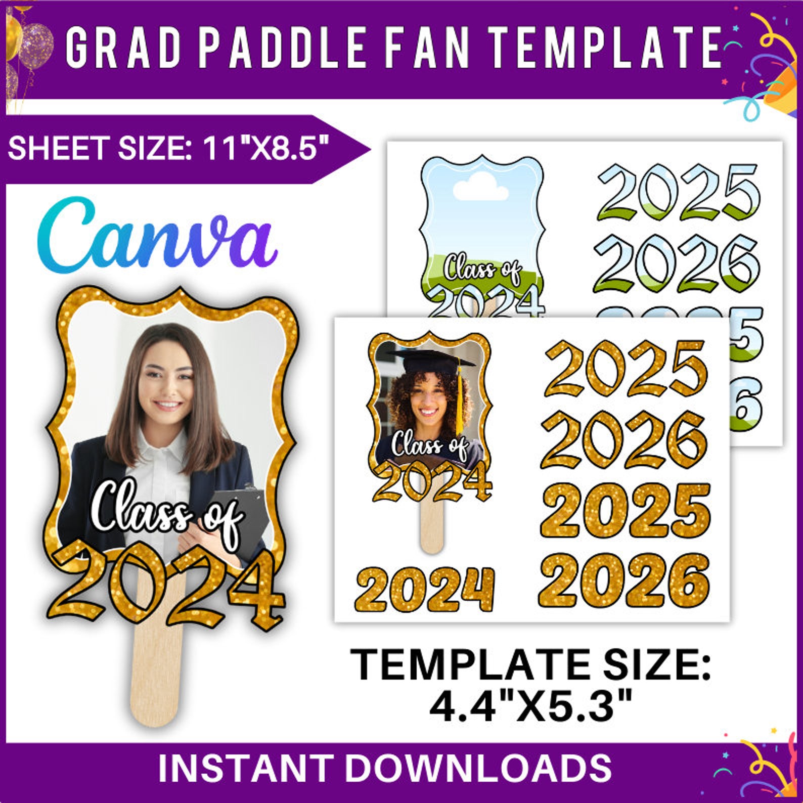 Grade Paddle Fan Template,custom Grad Fan,canva Editable Template ...
