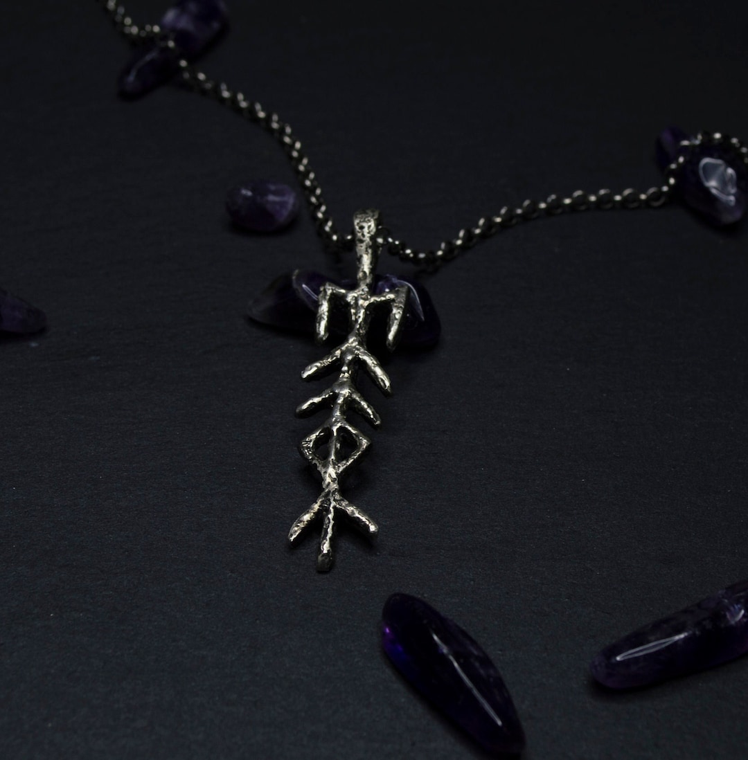 Rune Pendant Soulu Ansuz Raido Silver Oxidized Jewelry Necklace Bind ...