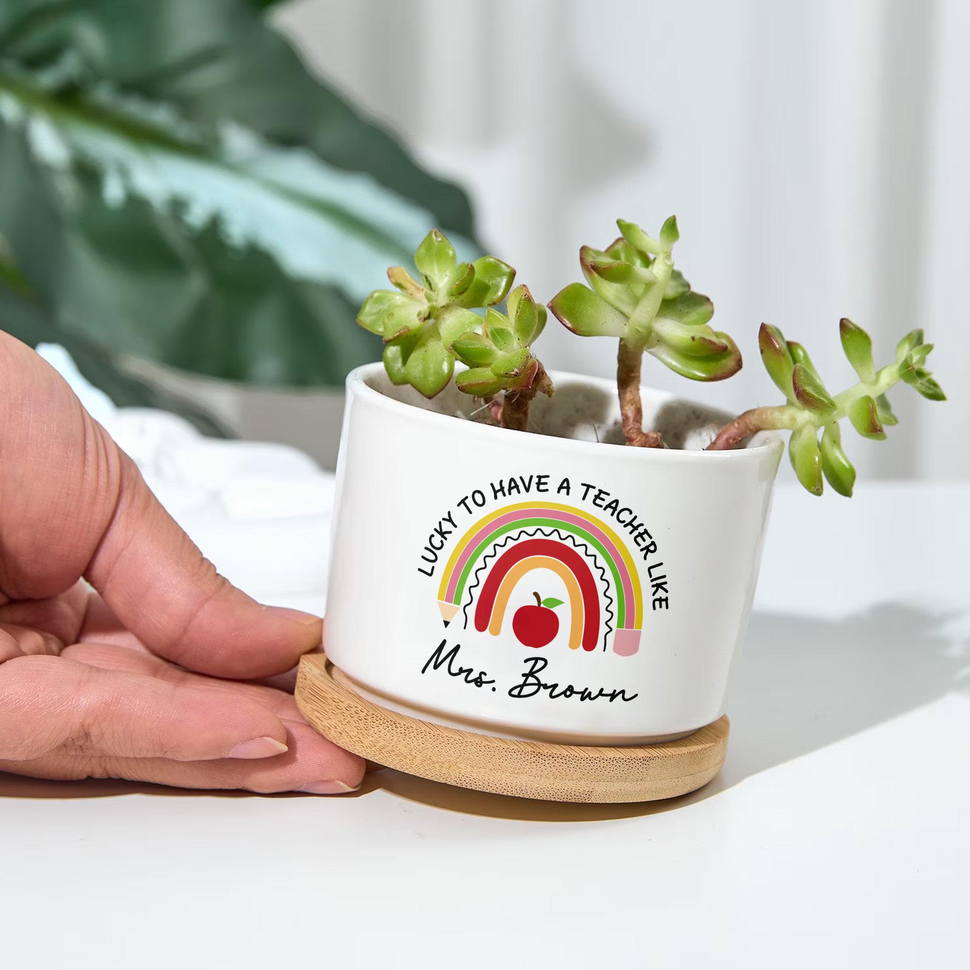 Personalized Teacher Plant Pot – Custom Name Ceramic Planter Gift for ...