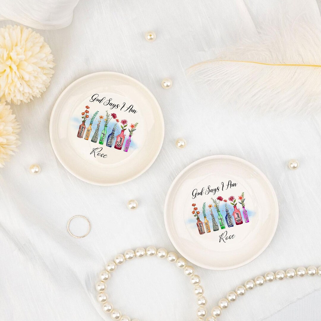 Personalized God Says I Am Christian Jewelry Dish – Custom Bible Verse ...
