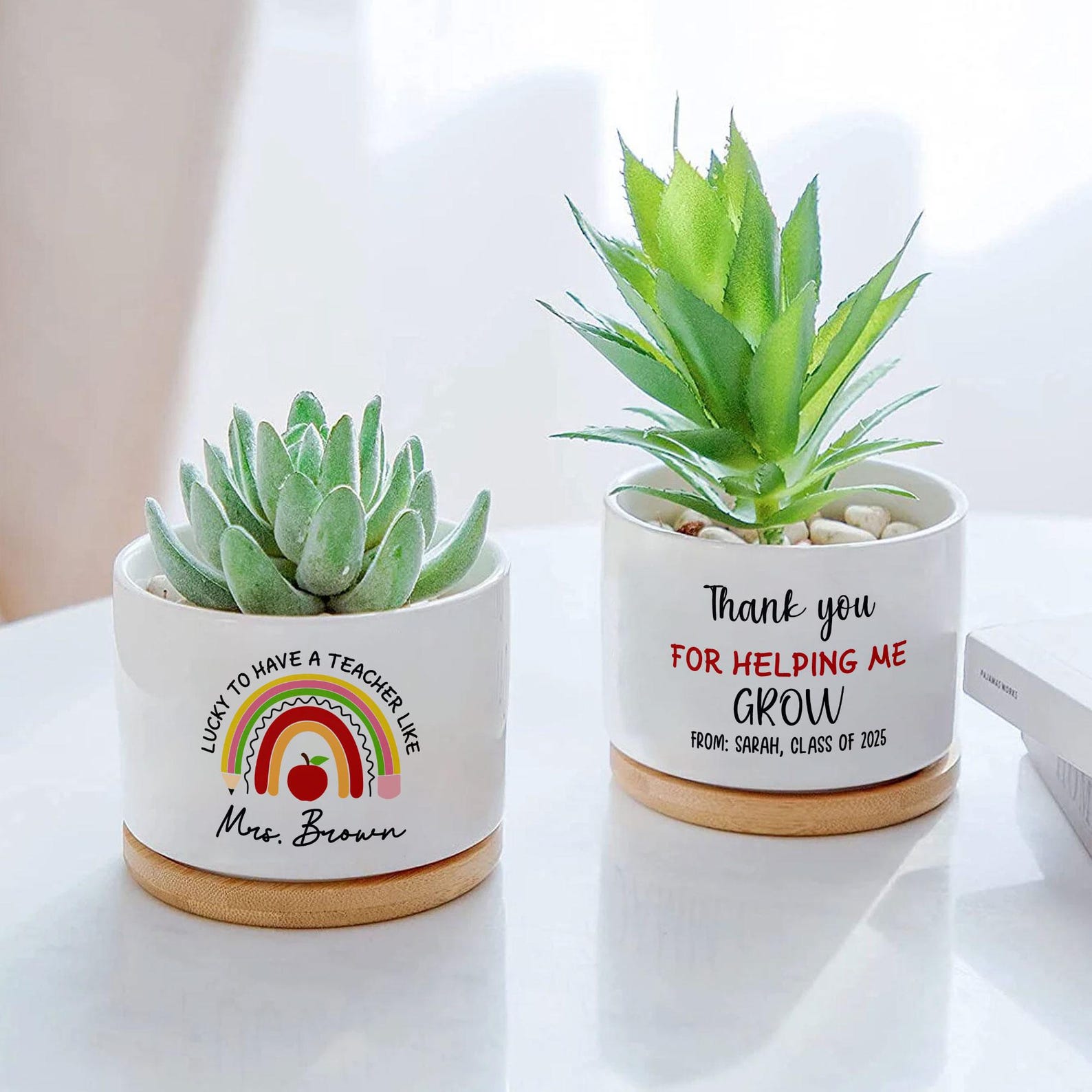 Personalized Teacher Plant Pot – Custom Name Ceramic Planter Gift for ...