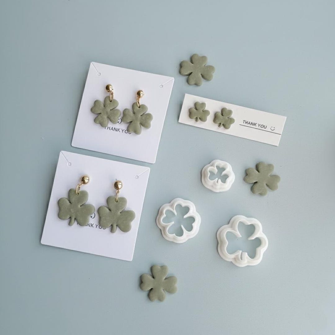 Four Leaf Clover Shamrock Earring Polymer Clay Cutter STL • St. Patrick ...