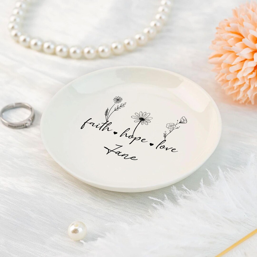 Personalized Christian Ring Dish – Faith, Hope, Love Bible Verse ...