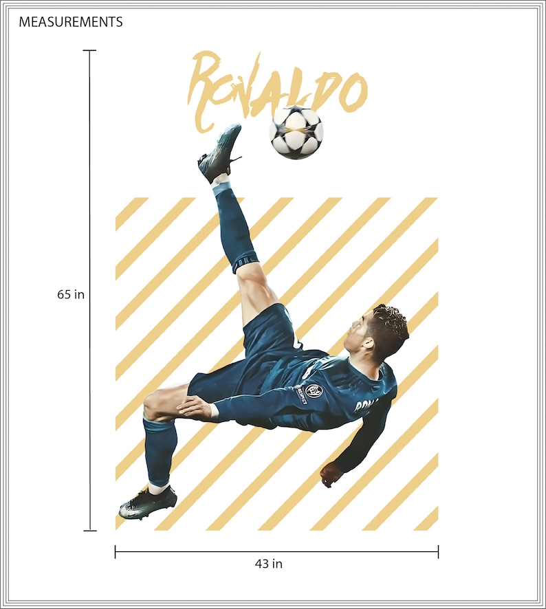 Cristiano Ronaldo Wall Decal, Soccer Player Mural (43x65 Inches) - Etsy