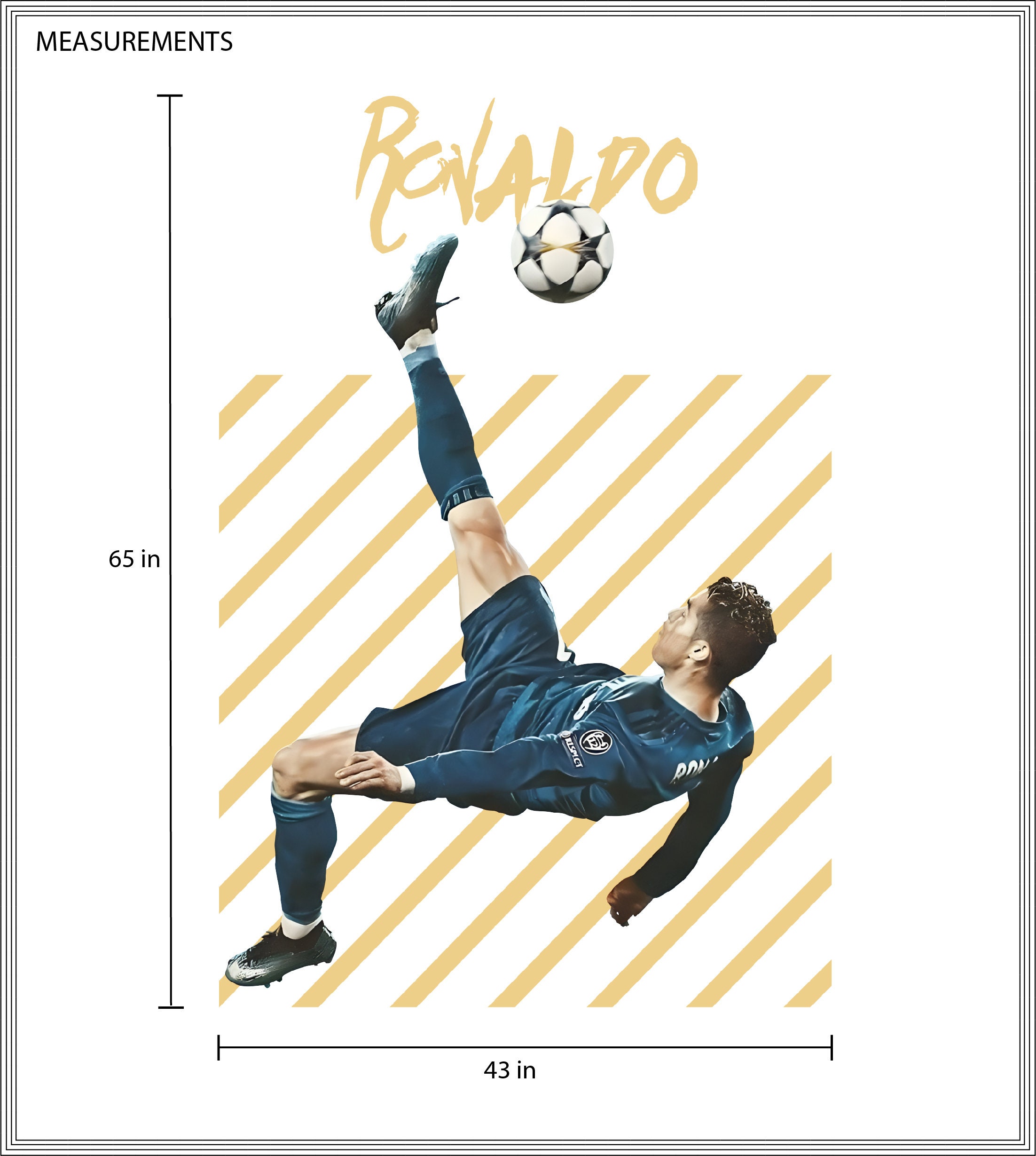 C Ronaldo Wall Decal Football Wall Mural Sport for Play Room Wall ...