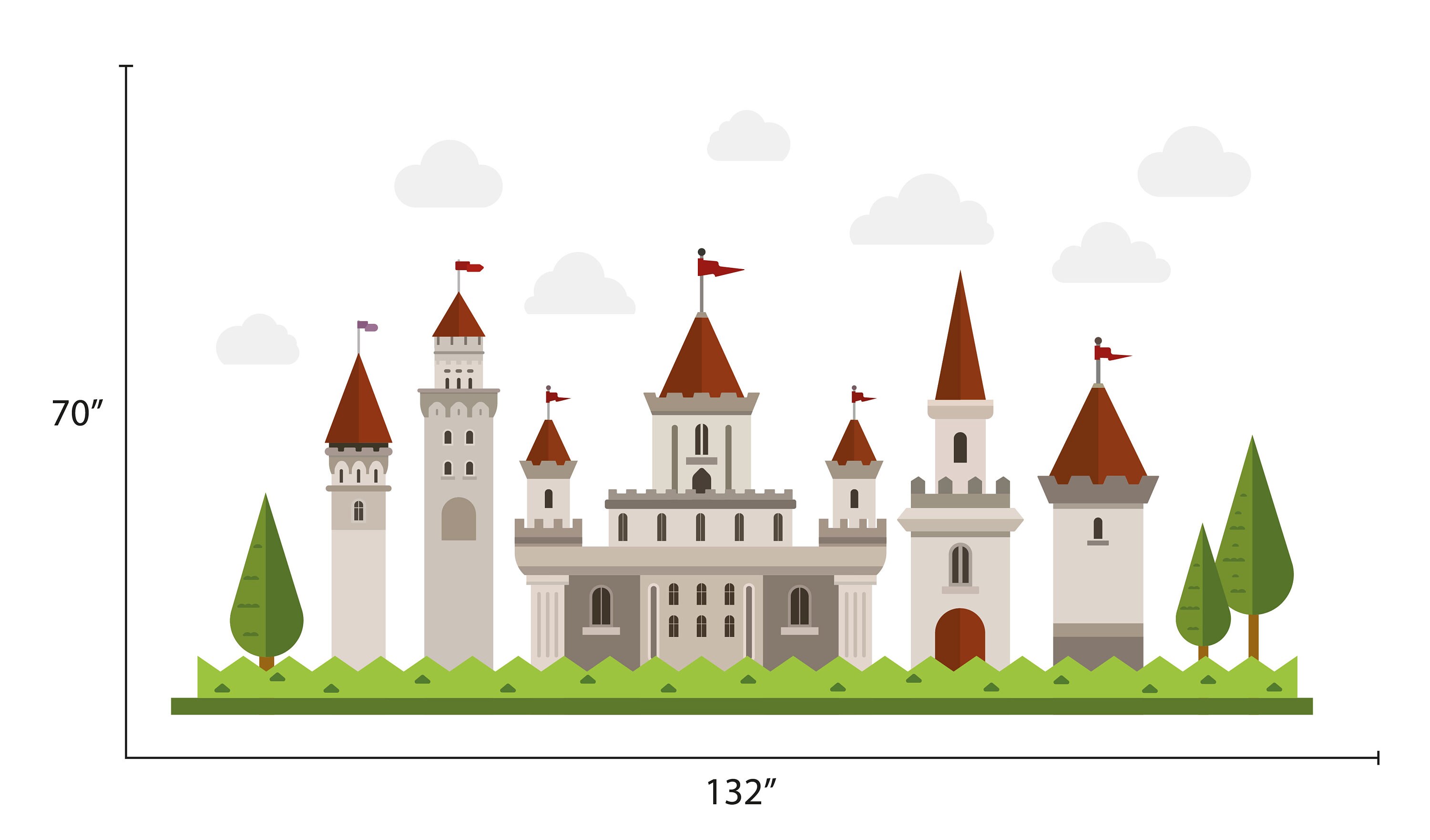 Removable Mid Century Castle Wall Decal for Boy Room Wall - Etsy