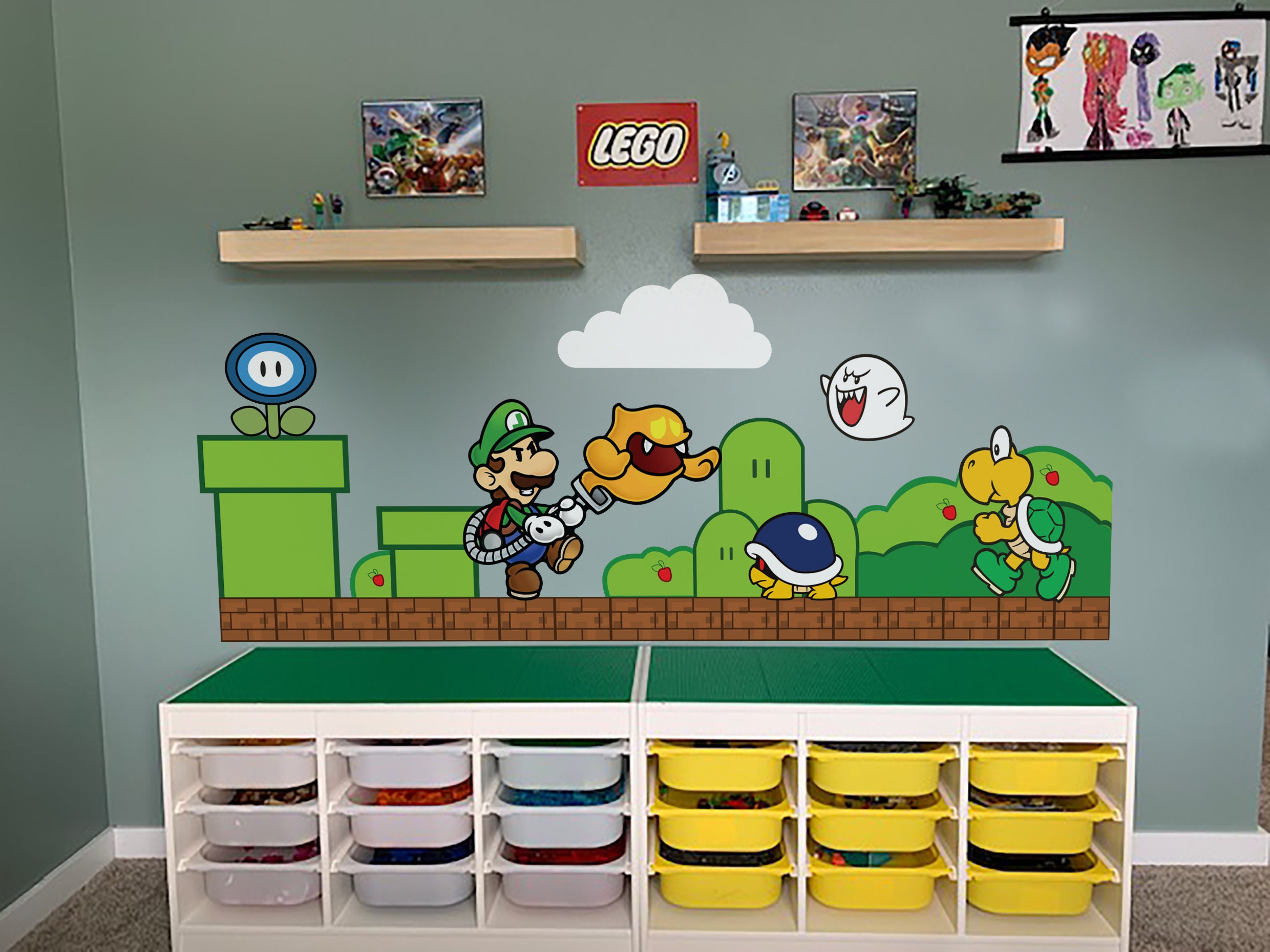 Luigi Wall Decal: Super Mario Bros Removable Wall Sticker - Etsy