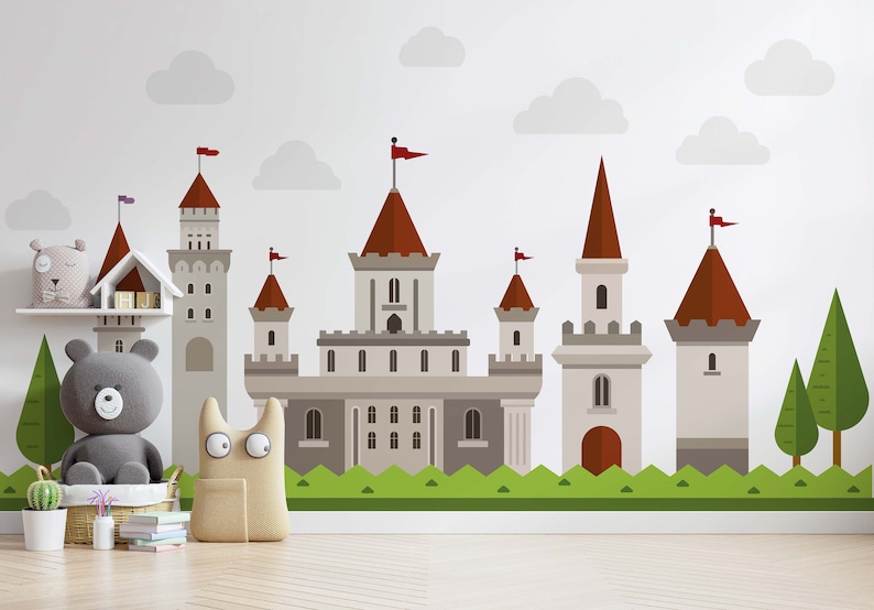 Mid Century Castle Wall Decal, Boy Room Decor (removable) - Etsy