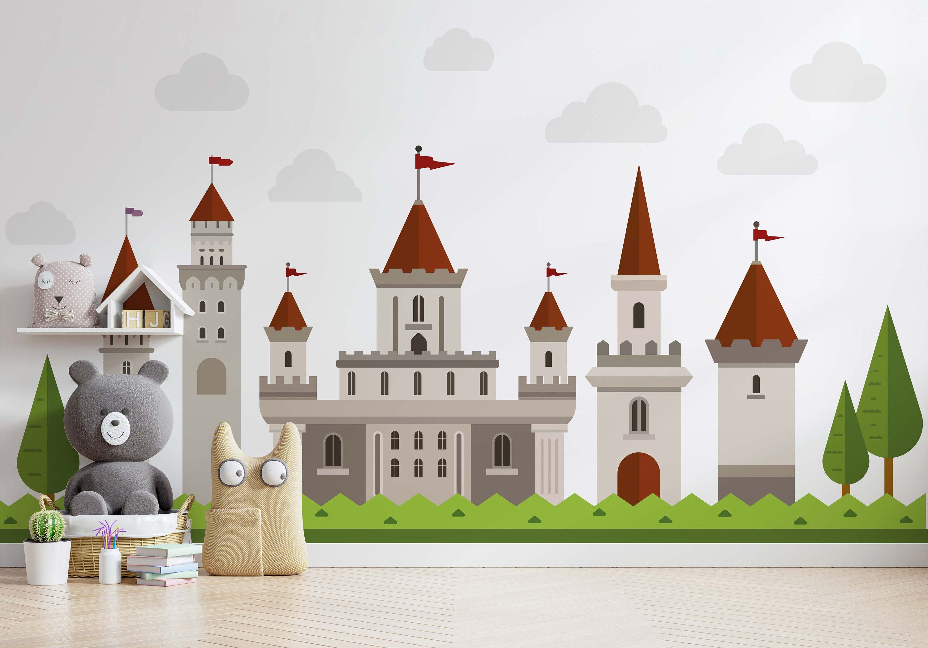 Removable Mid Century Castle Wall Decal for Boy Room Wall - Etsy