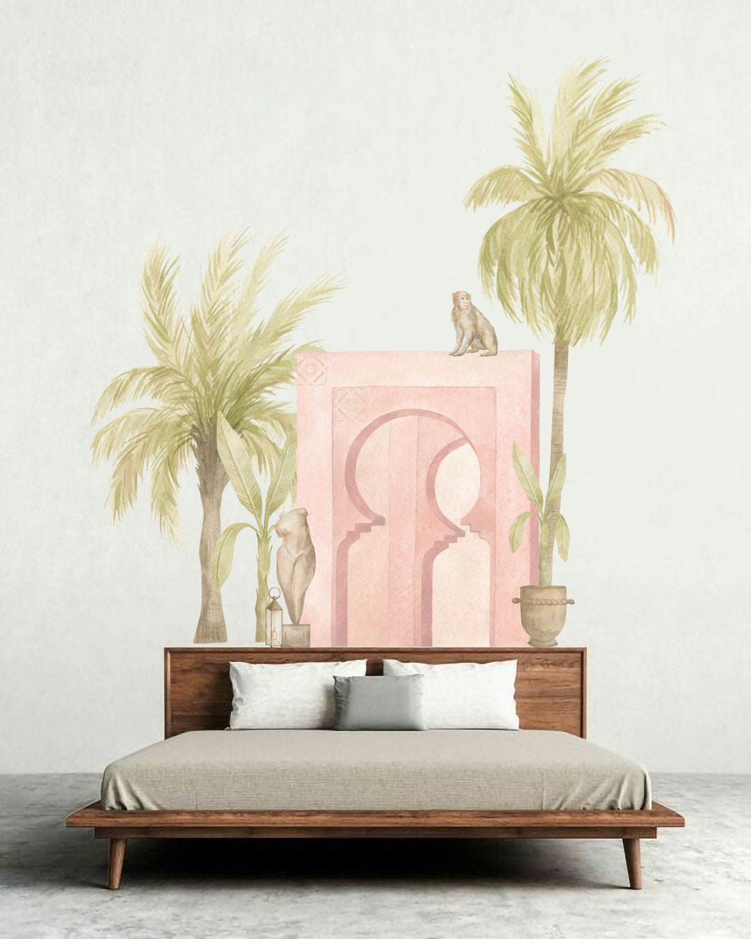 Moroccan Art Wall Decal Palms Tree Wall Art Morocco Wall Sticker Monkey ...