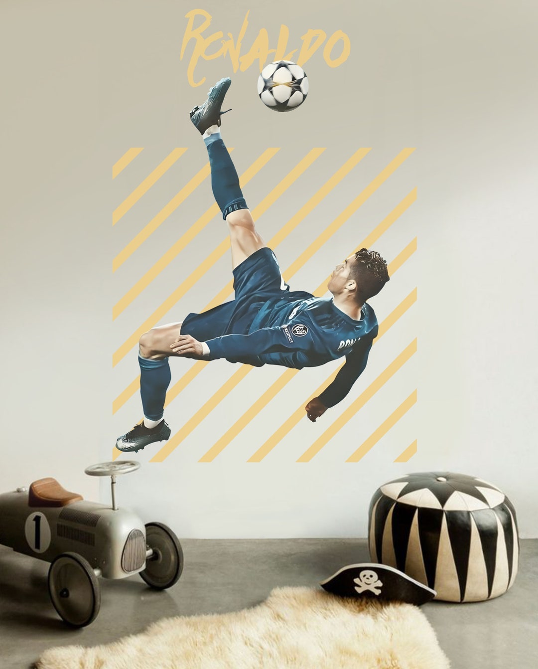 Cristiano Ronaldo Wall Decal Bycycle Kick Wall Mural Sport Star Wall ...