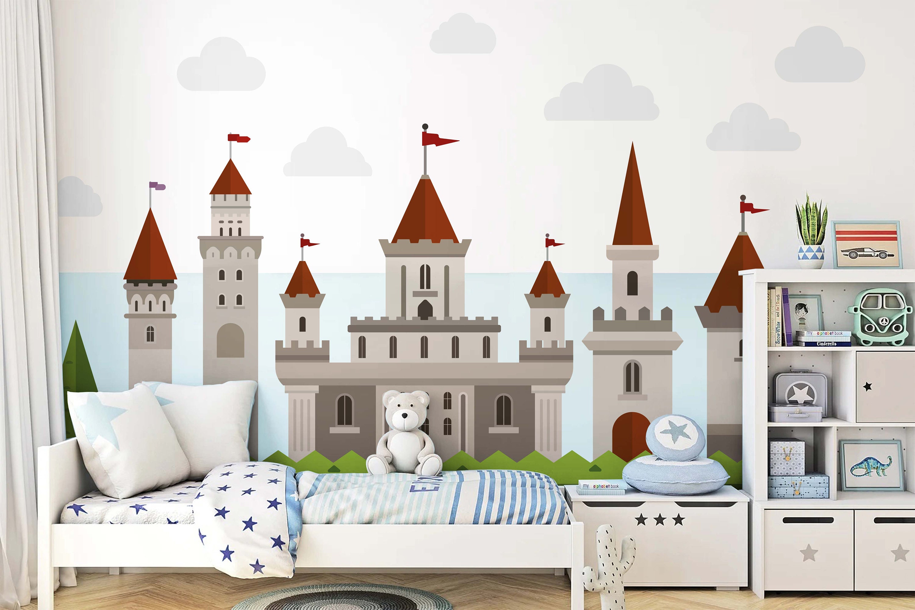 Removable Mid Century Castle Wall Decal for Boy Room Wall - Etsy