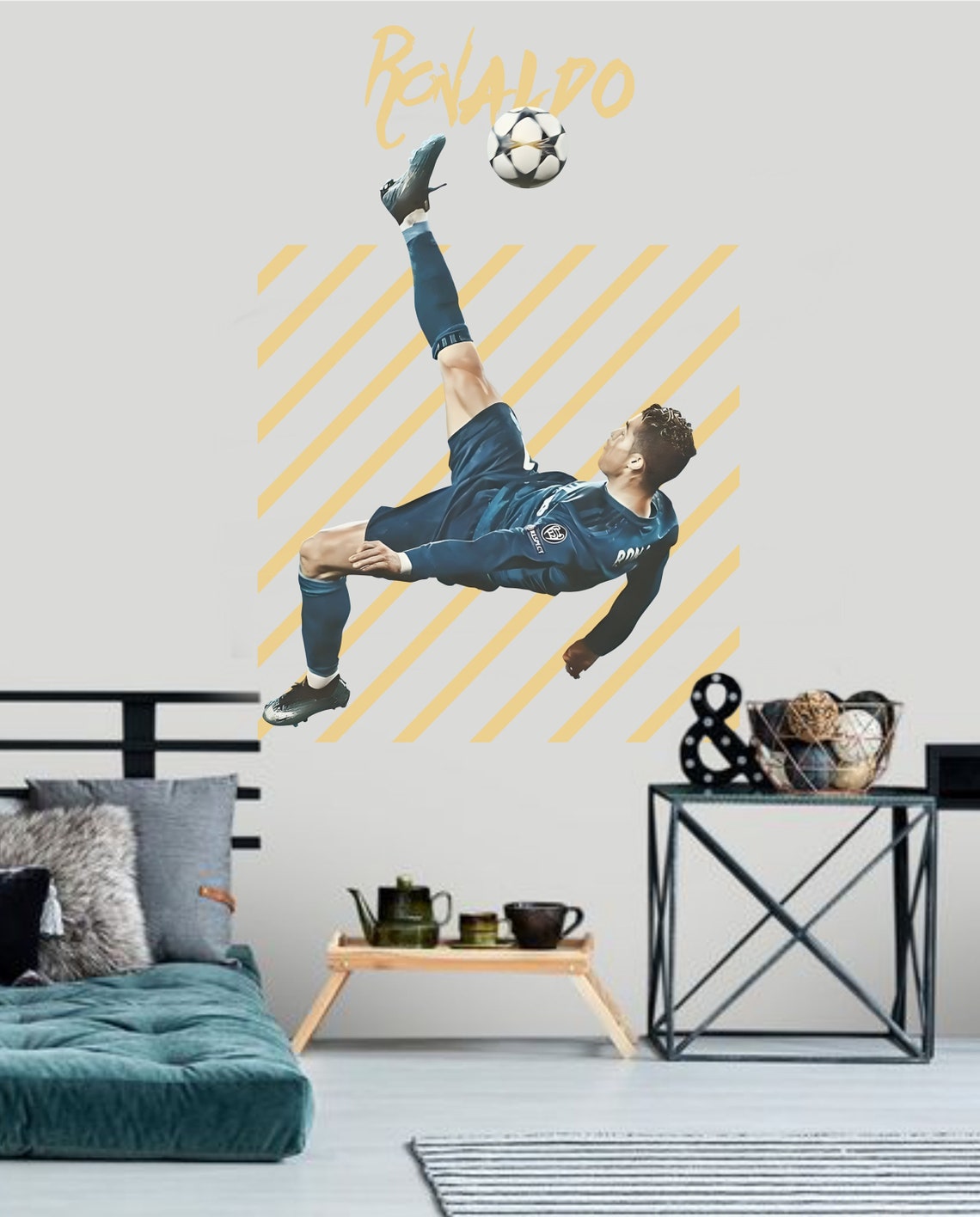 C Ronaldo Wall Decal Football Wall Mural Sport for Play Room Wall ...