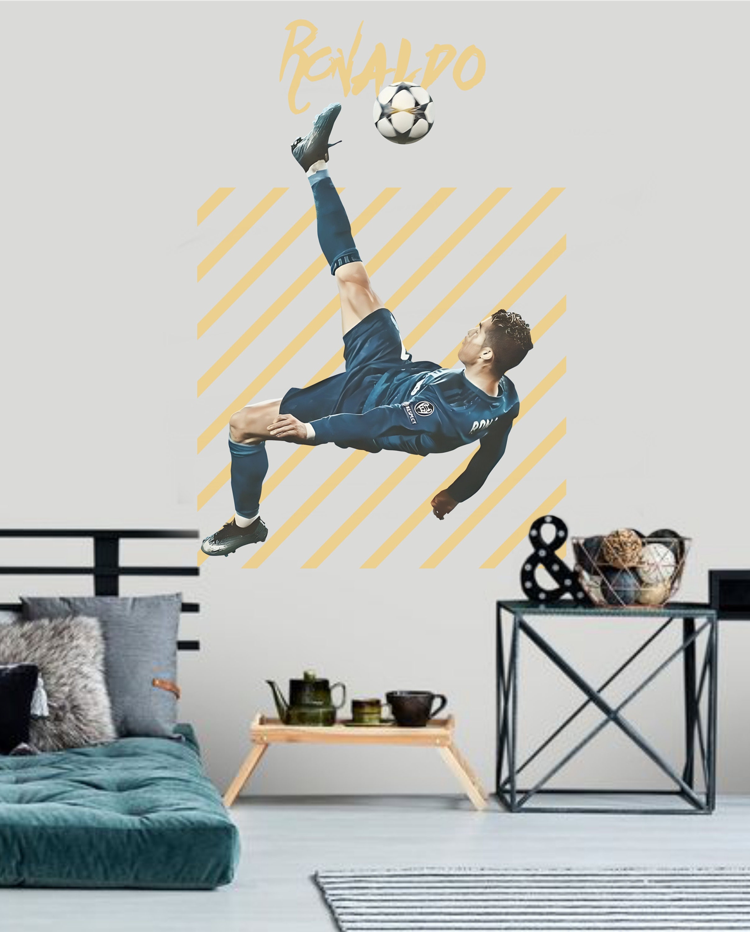 C Ronaldo Wall Decal Football Wall Mural Sport for Play Room Wall ...
