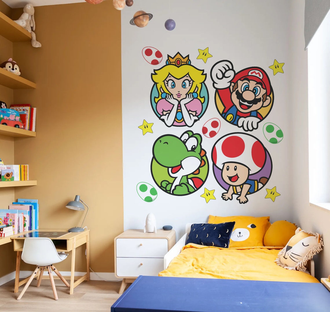 Mario Wall Decal Super Mario Wall Sticker Nintendo Game - Etsy