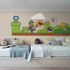 Super Mario Wall Decal Nintendo Wall Mural for Children Room Kids Room ...