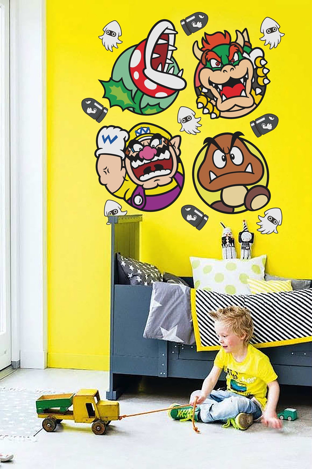 Super Mario Wall Decal King Koopa Wall Sticker Piranha Plant Wallpaper ...