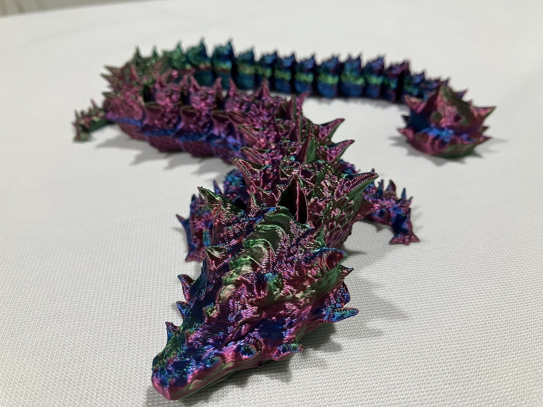 SPIKEY Articulating 3D Printed Dragon 16 Inches Long or 6 Inches Long ...