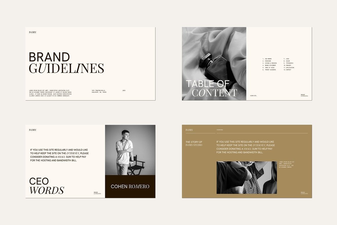 Ivory Brand Guidelines - Googleslide Template for Canva | Brand Style ...