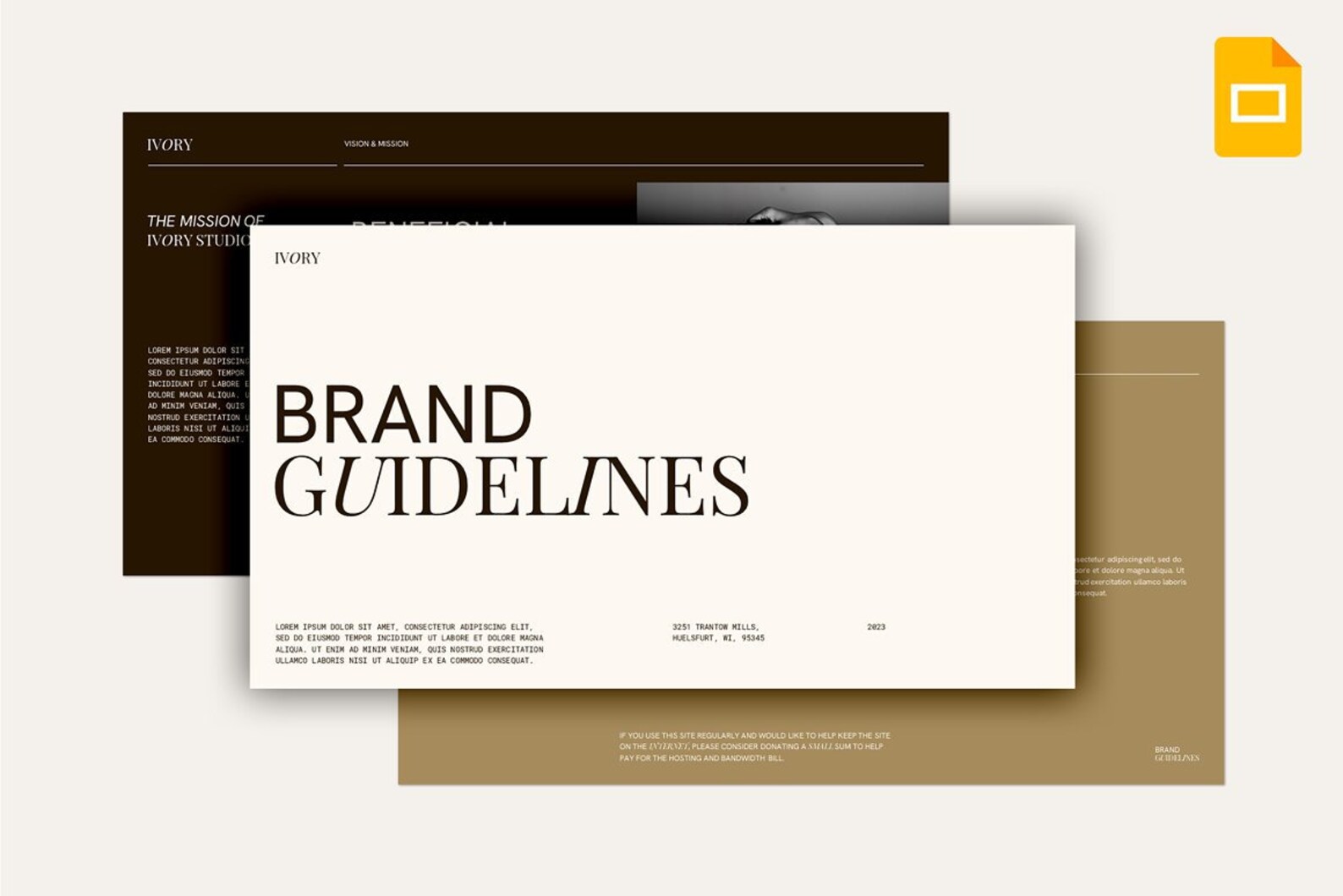 Ivory Brand Guidelines - Googleslide Template for Canva | Brand Style ...
