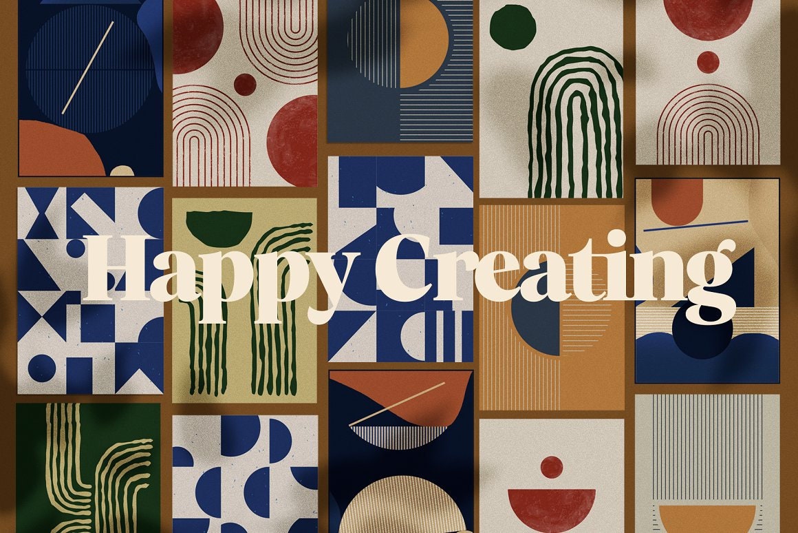 Mid-century Posters & Retro Shapes 2- Geometric Shapes Poster, Minimal ...