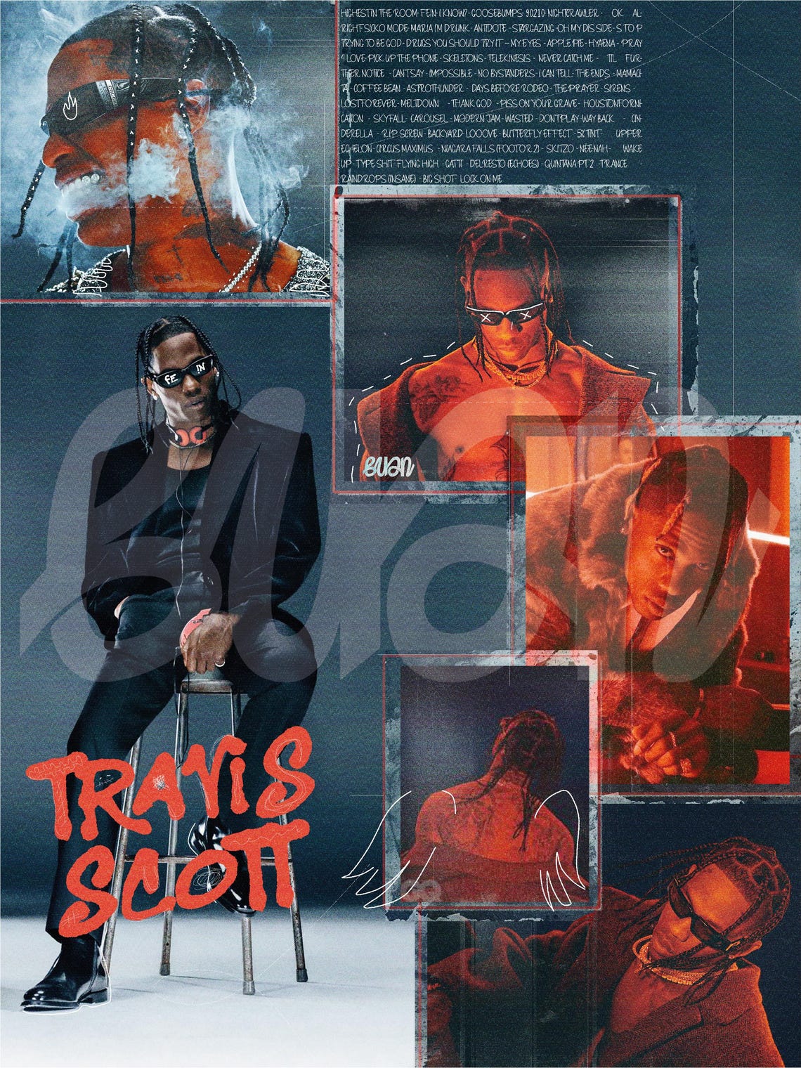 Travis Scott Poster, Rapper Posters, Album Cover Print Wall Art, Travis ...