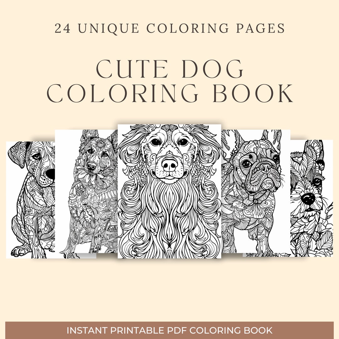 Cute Dog Coloring Book - 24 Beautiful Patterns and Designs | Coloring ...