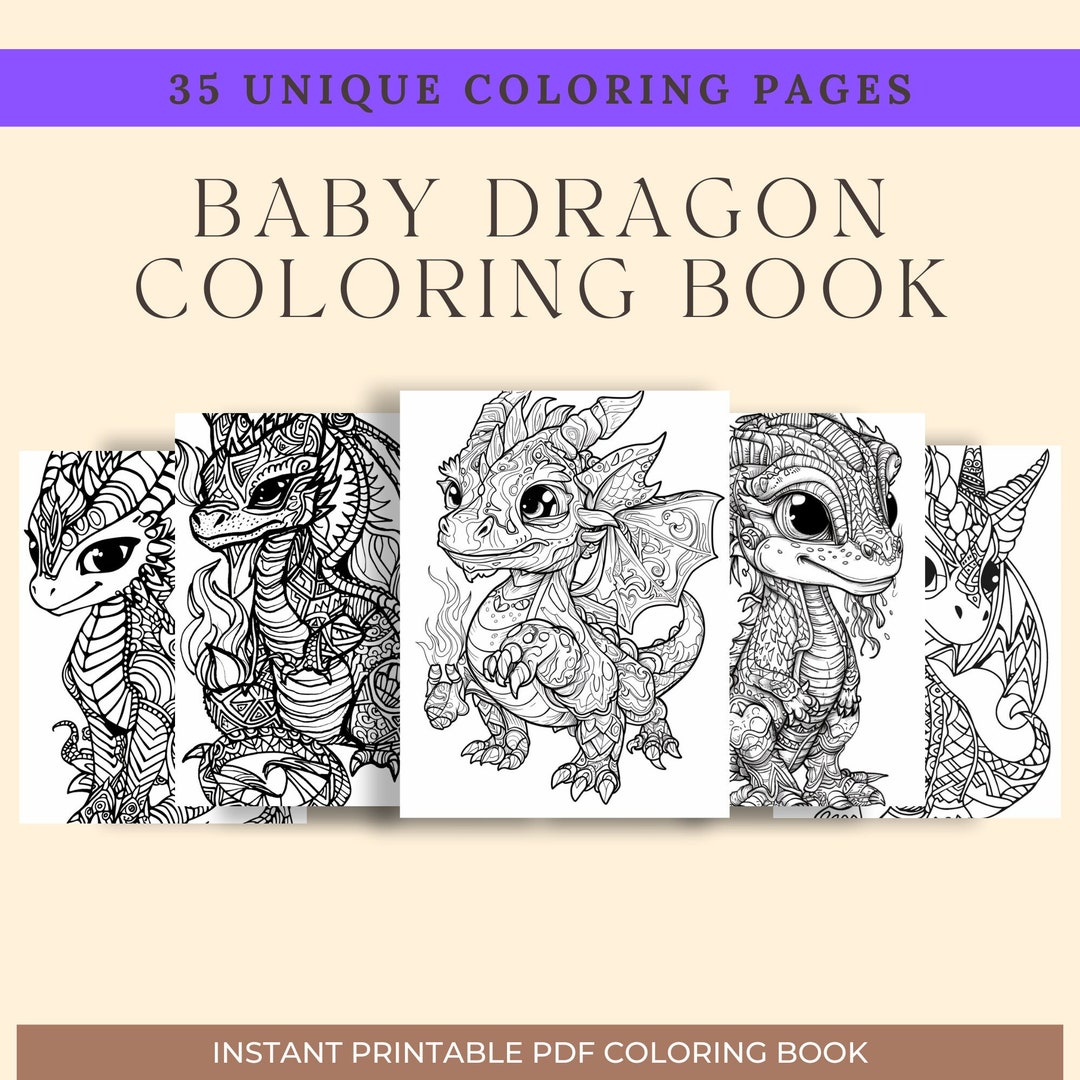 Cute Baby Dragon Coloring Book - 35 Coloring Pages | Coloring Book for ...