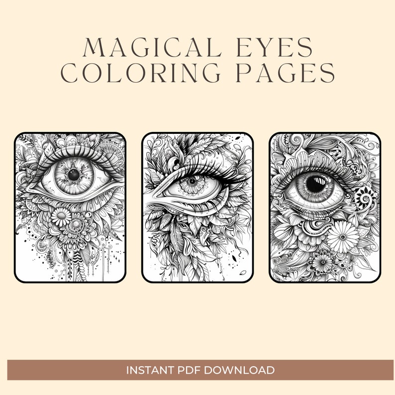 Enchanted Eyes Coloring Book 52 Coloring Pages Coloring Book for Stress ...