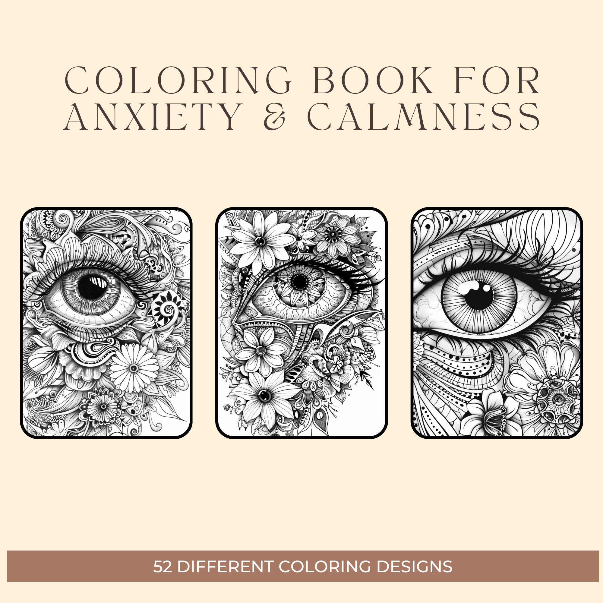 Enchanted Eyes Coloring Book 52 Coloring Pages Coloring Book for Stress ...